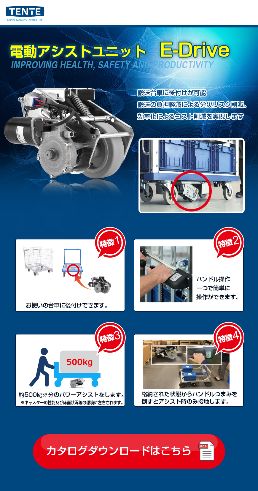 【終了】電動アシストユニット E-Driveのご紹介 | アンケート | テンテキャスター株式会社 | 製品ナビ