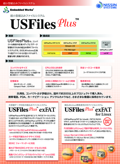 超小型 組込みファイルシステム／組込みTCP／IPプロトコルスタック USNetPlus／USFilesPlus | (株)日新システムズ ...